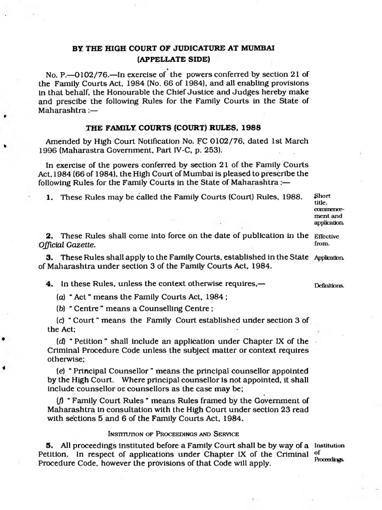 Family Court Rules in Maharashtra | PDF | Legal Guardian | Summons