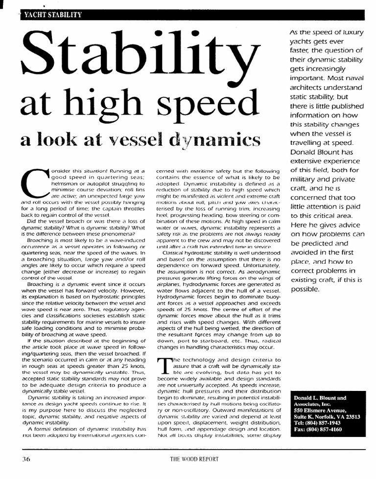 Stability at High Speed | PDF | Hull (Watercraft) | Flight Dynamics ...