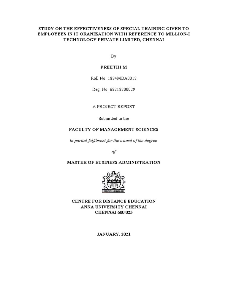 Project Report Preethi M | PDF | Sampling (Statistics) | Employment