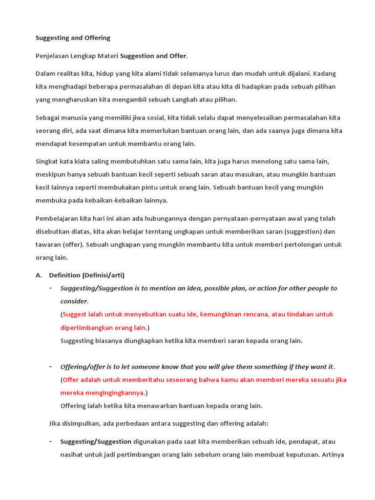Materi Suggesting and Offering | PDF