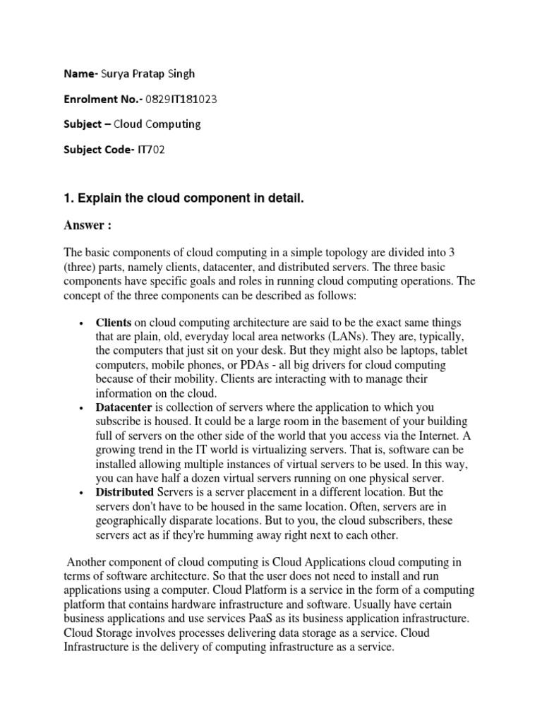 IT702 CloudComputing Assignment | Descargar gratis PDF | Virtualization | Cloud Computing