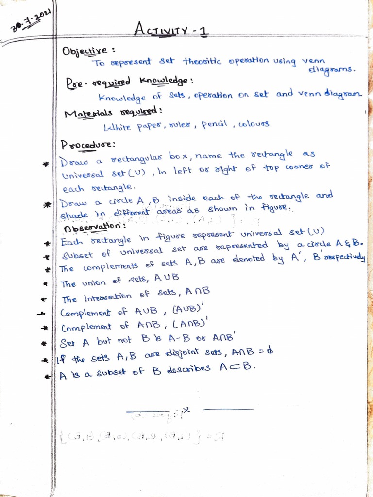 Maths Activity Class 11 | PDF