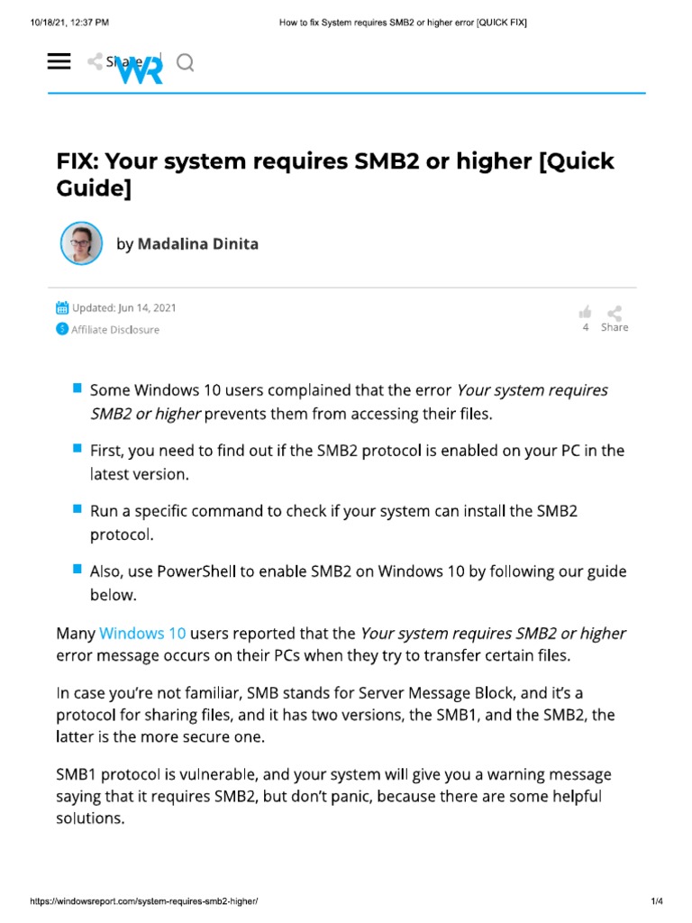 How To Fix System Requires SMB2 or Higher Error (QUICK FIX) | PDF