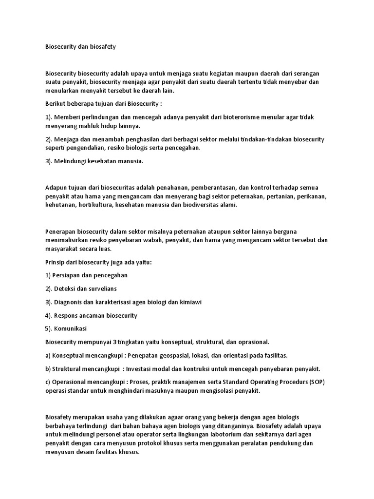 Biosecurity Dan Biosafety | PDF | Pengembangan Diri