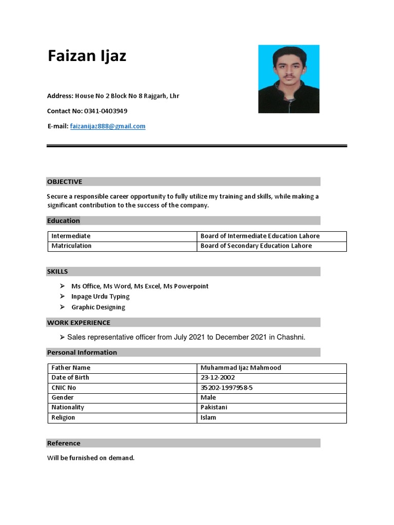 Faizan Ijaz CV PDF | PDF