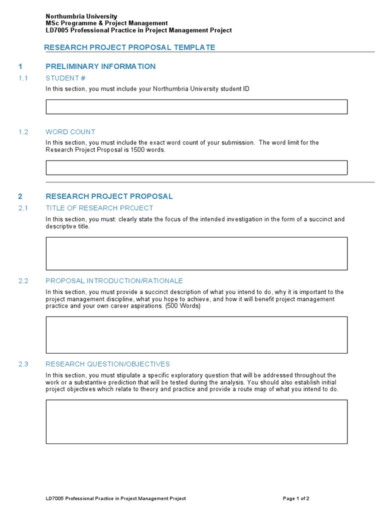 MSc Research Project Proposal Template | PDF | Project Management | Science