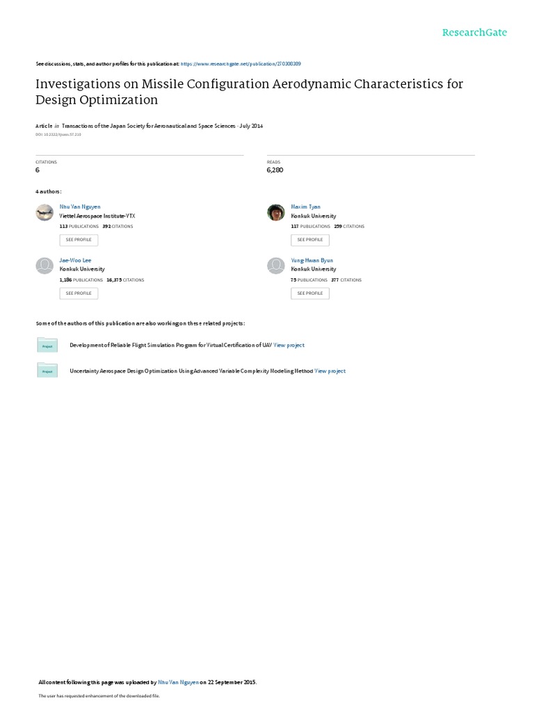 Investigations On Missile Configuration Aerodynamic Characteristics For ...