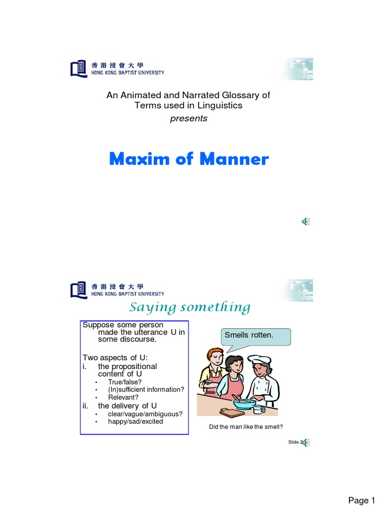 Maxim of Manner: Saying Something | PDF | Cognition | Cognitive Science