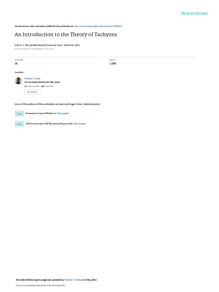 An Introduction To Theory of Tachyons | PDF | Spacetime | Special ...