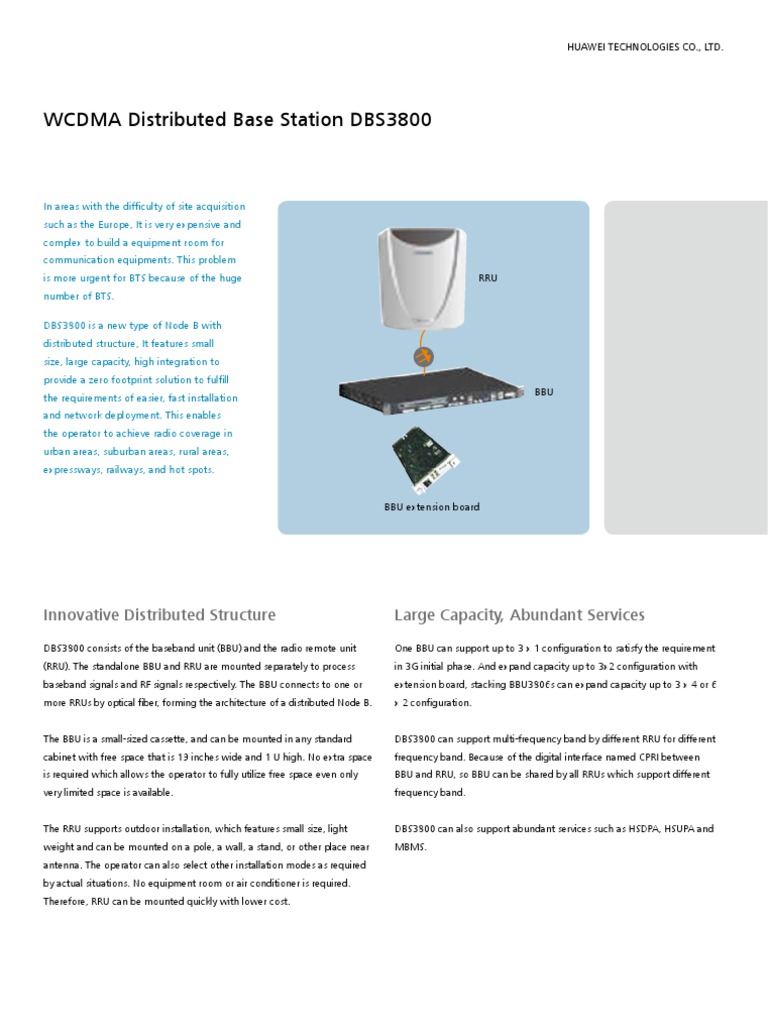 Wcdma Distributed Base Station Dbs3800 | PDF | High Speed Packet Access ...