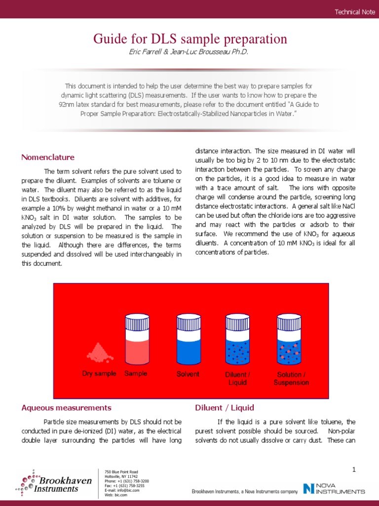 DLS Sample Preparation Guide | PDF | Solvent | Suspension (Chemistry)