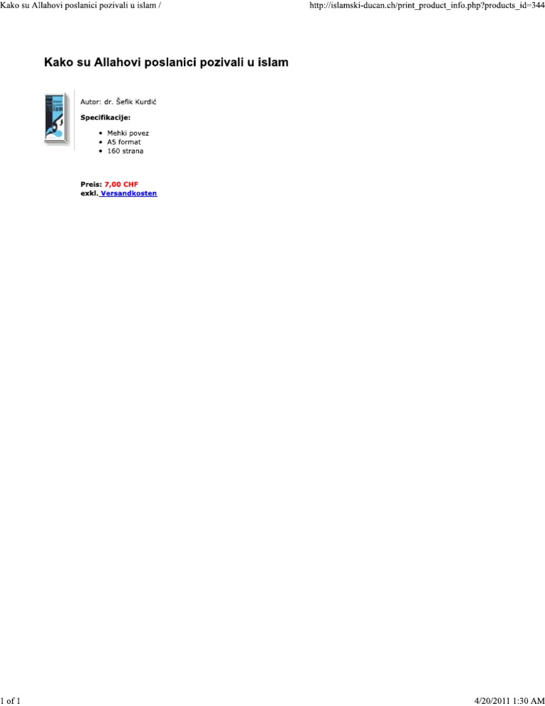 Kako Su Allahovi Poslanici Pozivali U Islam | PDF
