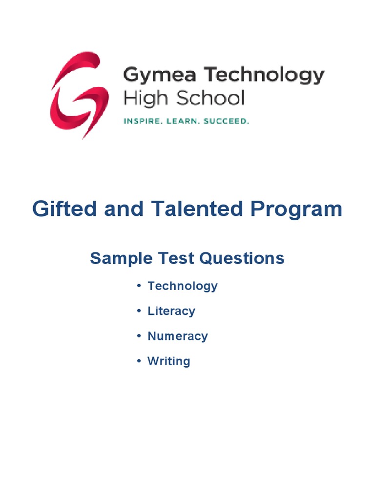 Gifted and Talented Program: Sample Test Questions | PDF | Menu ...