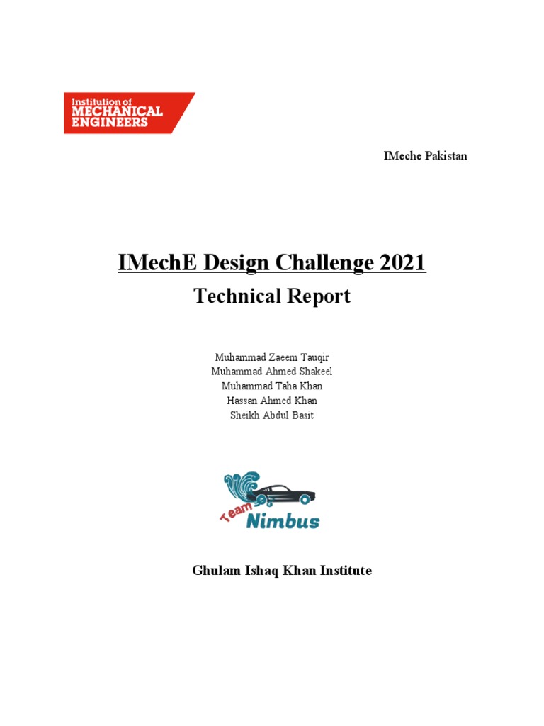 Imeche Design Challenge 2021: Technical Report | PDF