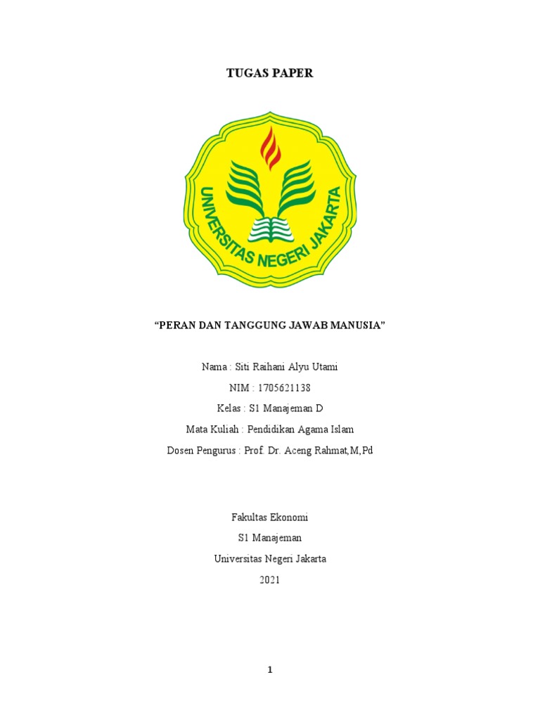 Bab 3 Peran Dan Tanggung Jawab Manusia Siti Raihani Alyu Utami ...