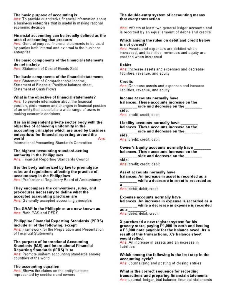 Financial Accounting and Reporting Reviewer | PDF | Debits And Credits ...