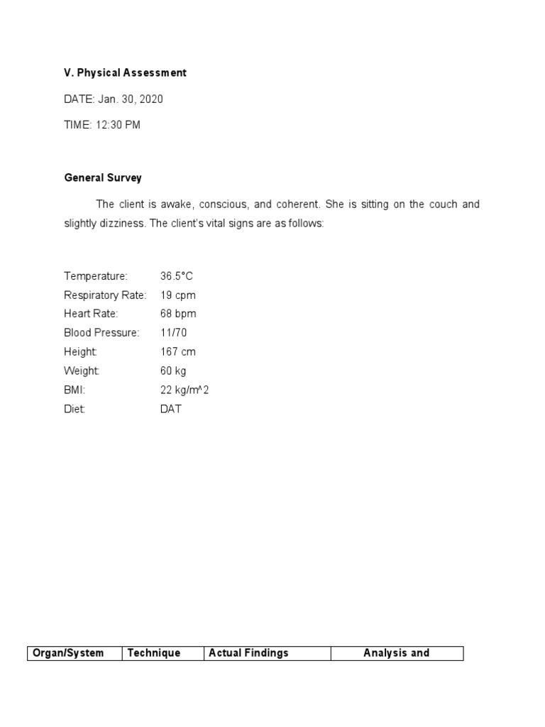 PHYSICAL - ASSESSMENT - Case Study... | PDF | Pulse | Medicine