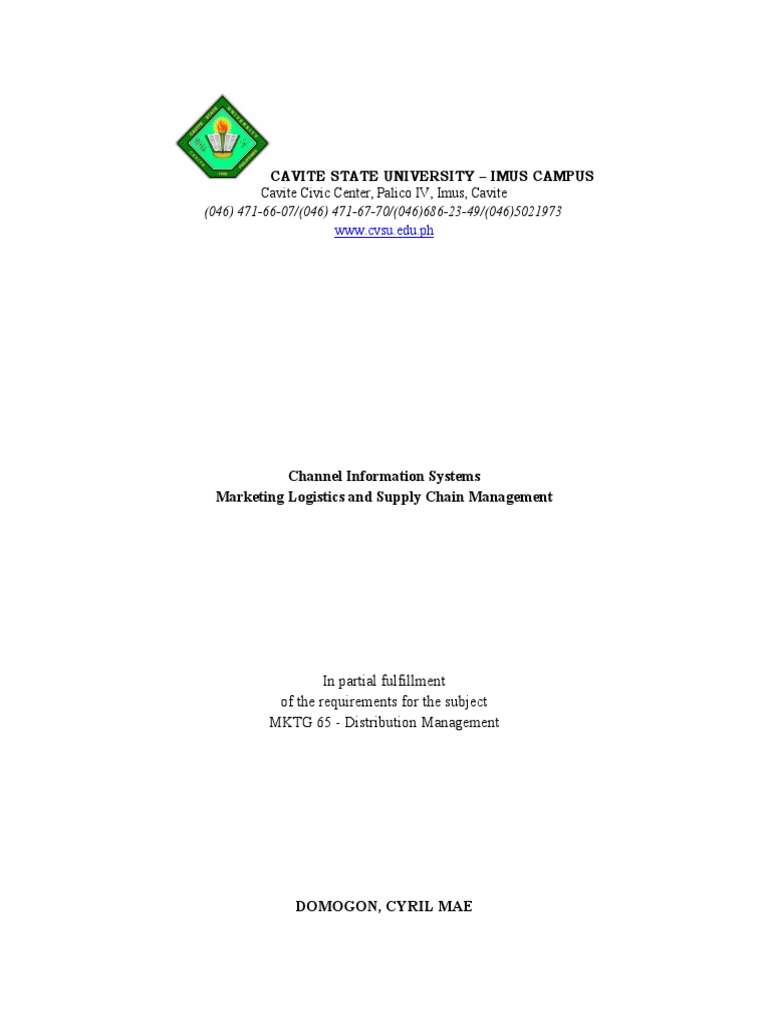 Channel Information Systems Marketing Lo | PDF | Logistics | Inventory