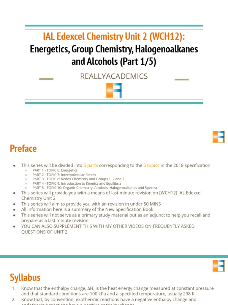 Chemistry Unit 2 Part 1 Reallyacademics | PDF | Enthalpy | Chemical ...