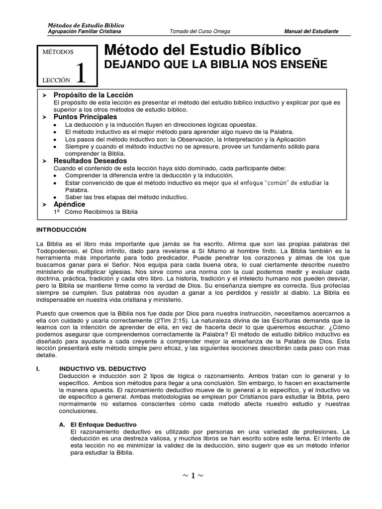 Metodo de Estudio Biblico - Alumno | PDF | Biblia | Razonamiento inductivo