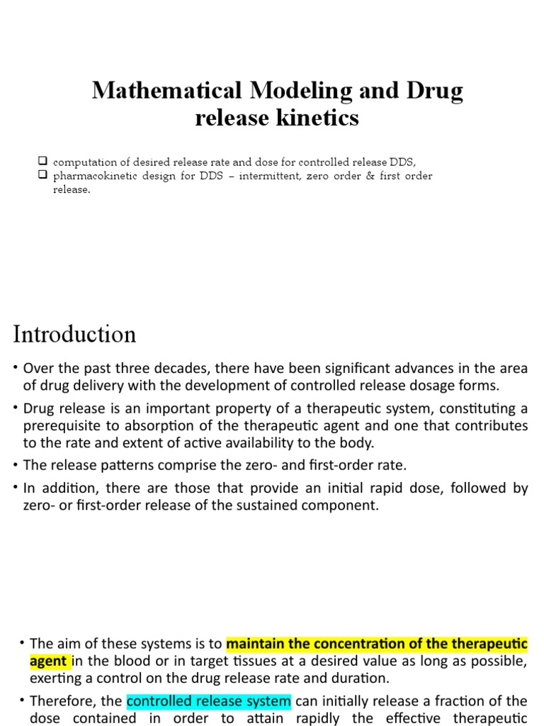Mathematical Models in Drug Release | PDF | Diffusion | Pharmacokinetics