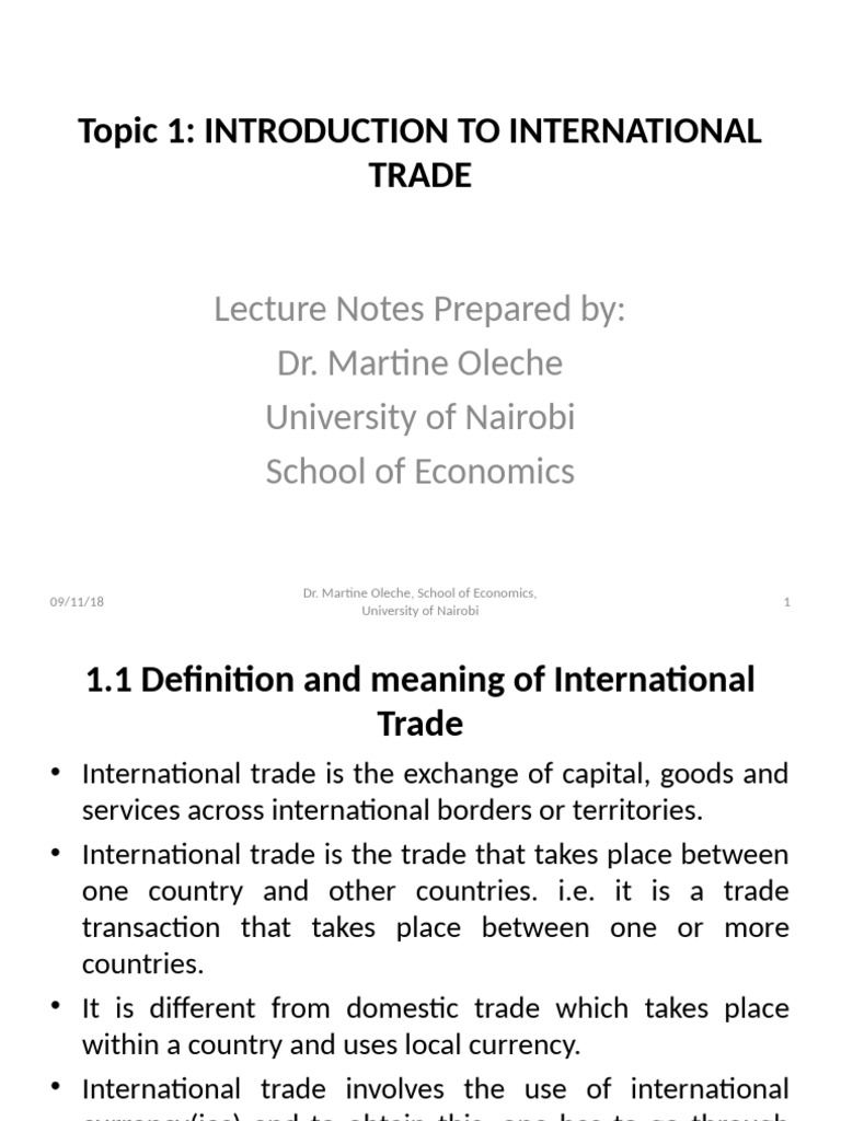Topic 1 Introduction To International Trade | PDF | International Trade ...