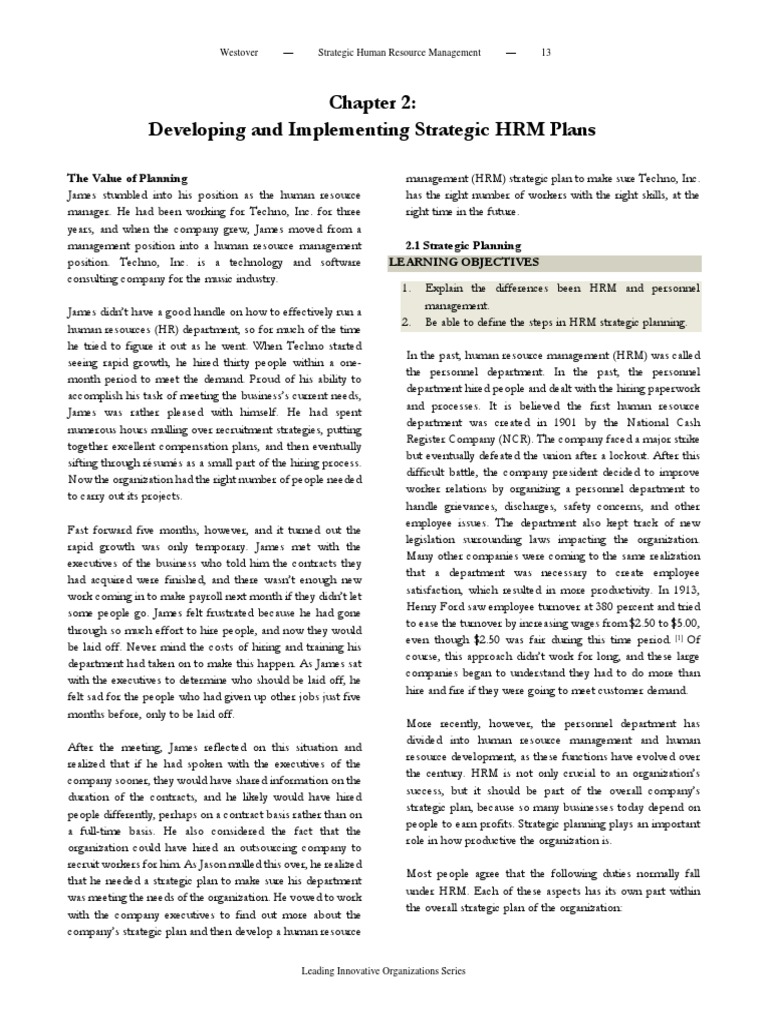Developing a Strategic Human Resource Management Plan to Align HR Goals ...