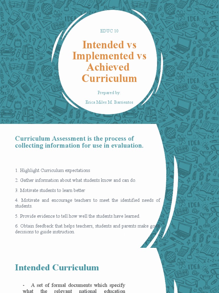 Intended Vs Implemented Vs Achieved Curriculum | PDF | Curriculum ...