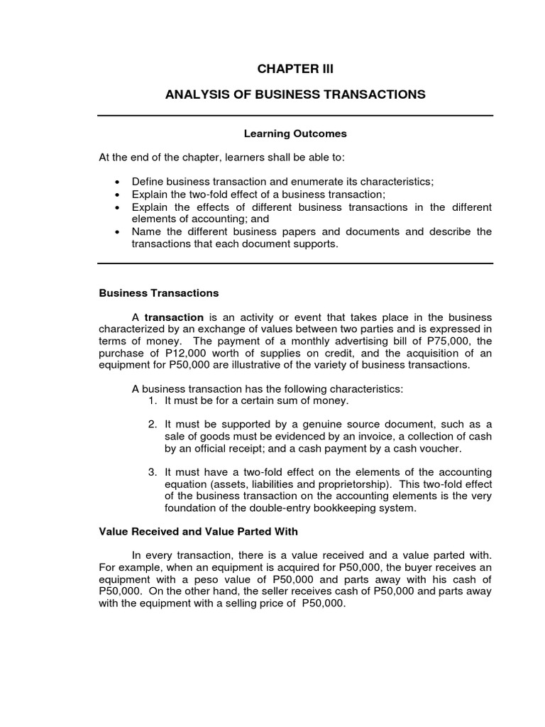 Business Transaction Analysis Explained | PDF | Financial Transaction ...