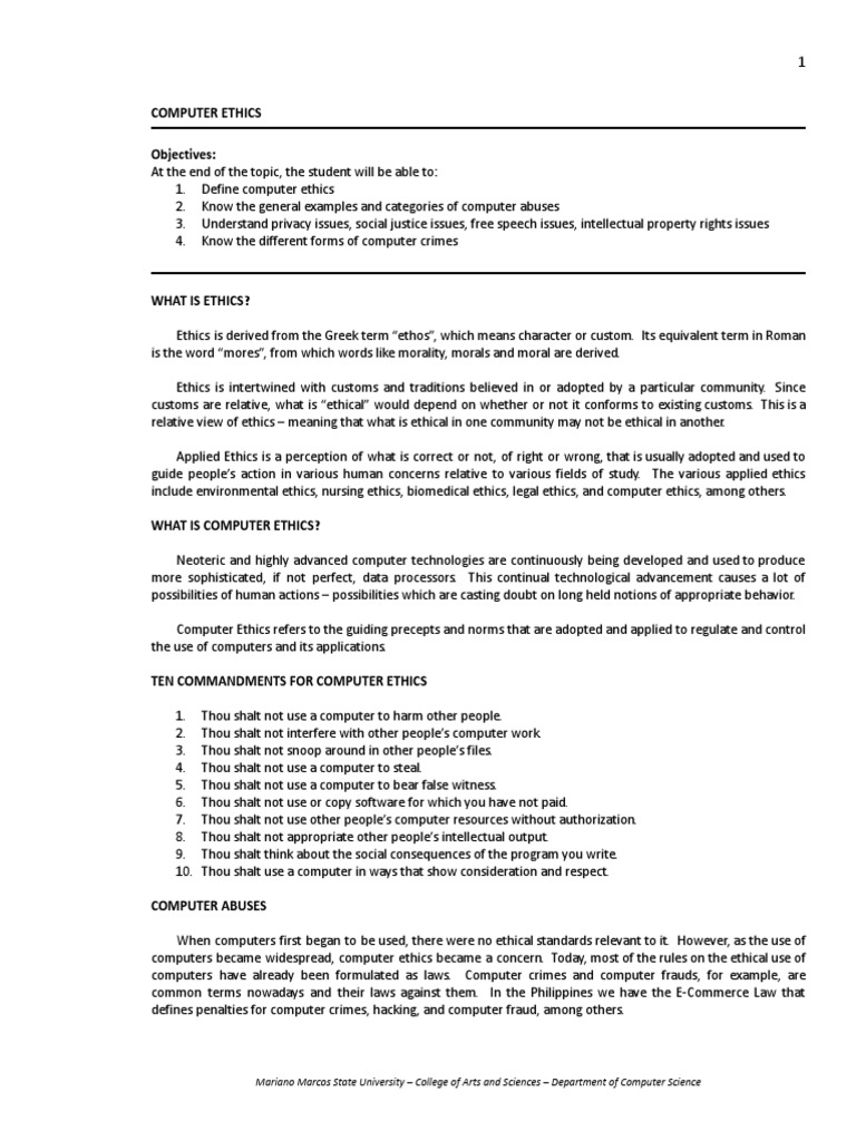 Computer Ethics | PDF | Security Hacker | Copyright Infringement