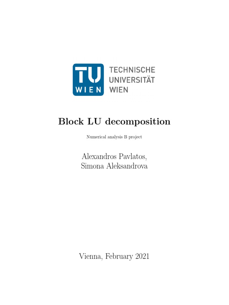Block LU Decomposition | PDF | Matrix (Mathematics) | Operator Theory