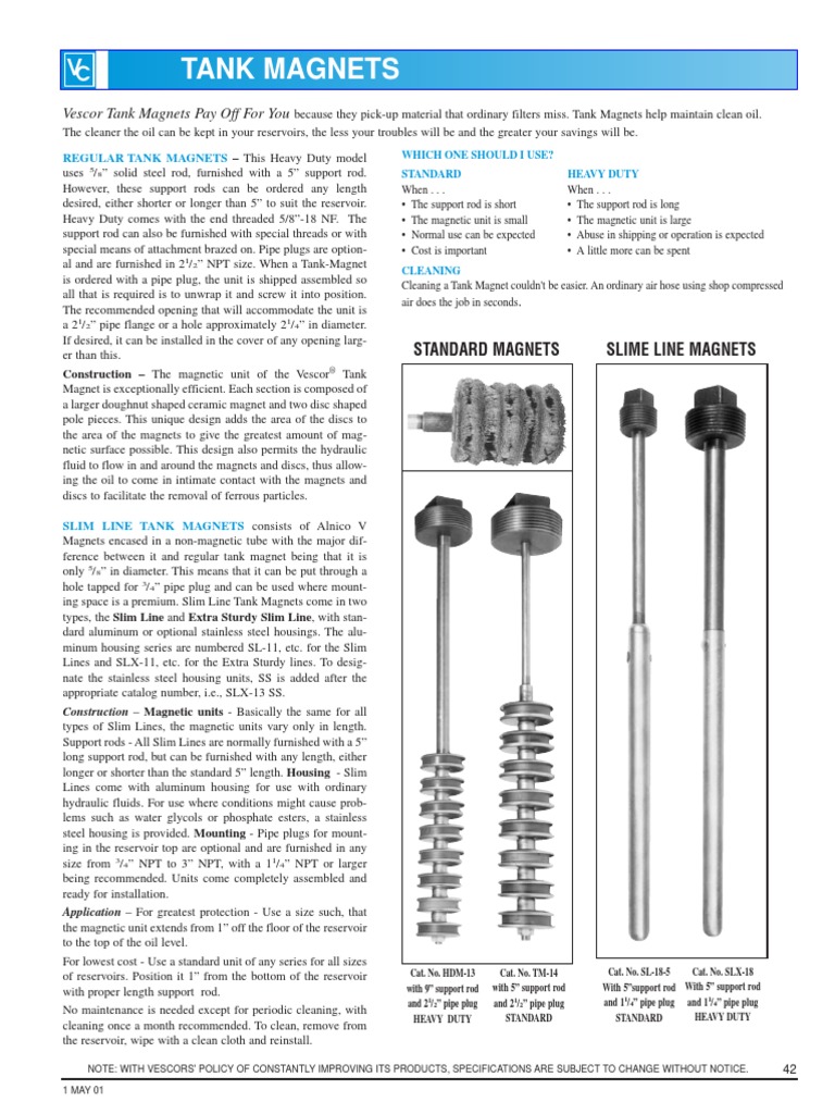 Vescor Tank Magnets Pay Off For You | PDF | Pipe (Fluid Conveyance ...
