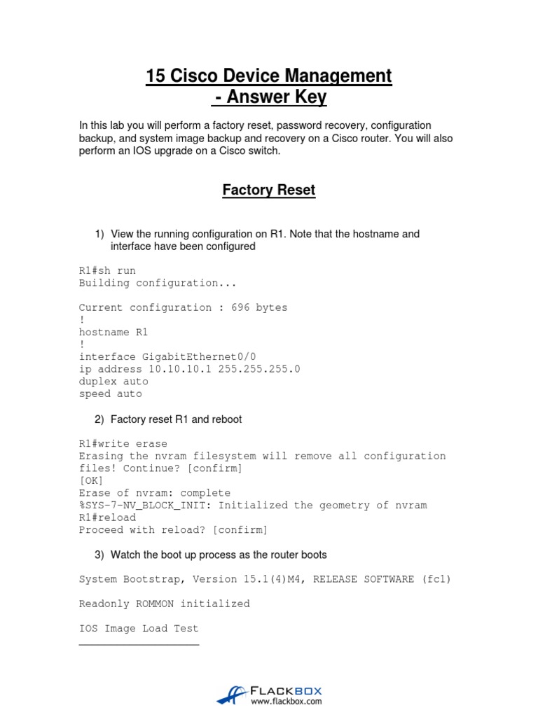 Cisco Router & Switch Lab Guide | PDF | Booting | Router (Computing)