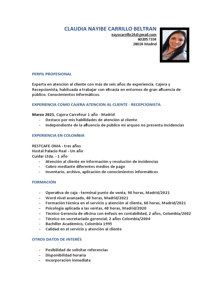 Curriculum Vitae Claudia Carrillo - MOD | PDF
