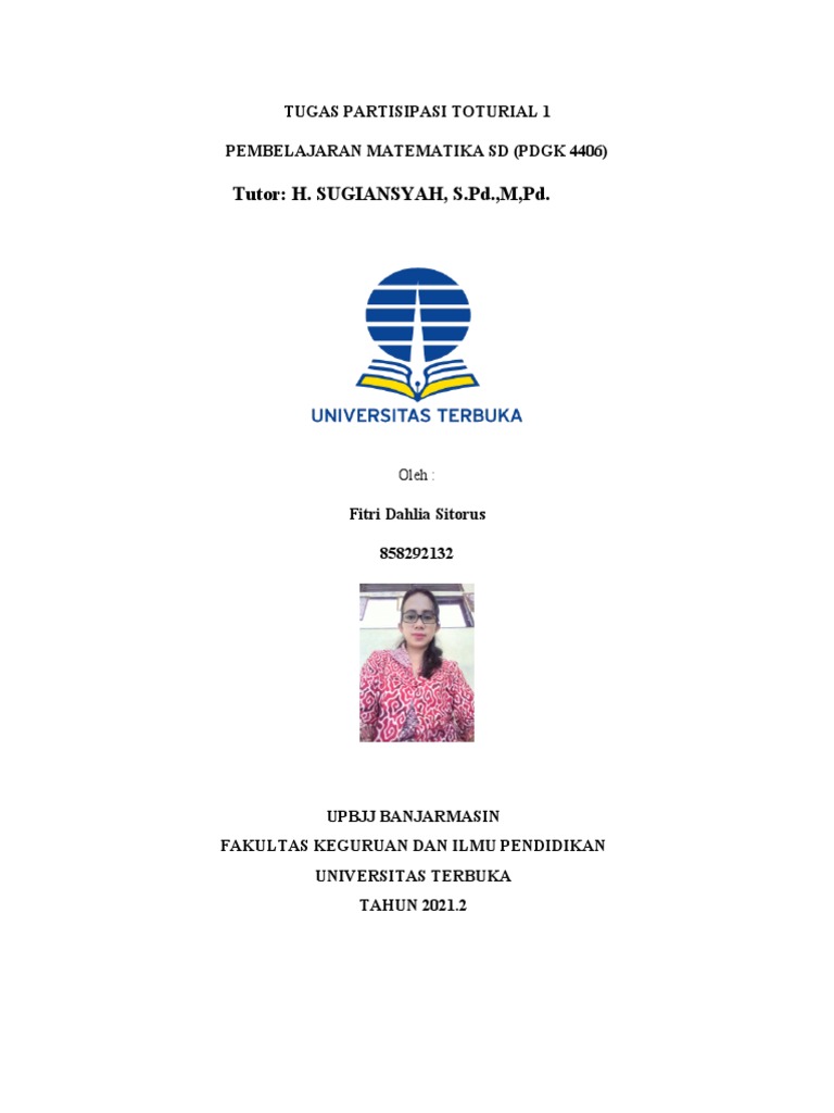 Fitri Dahlia Sitorus (858292132) - Tugas Partisipasi Toturial 1 Matematika SD | PDF