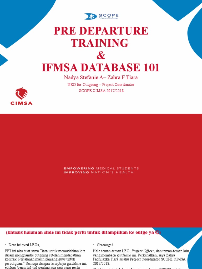 5410 - 64836 - Pre Departure Training SCOPE CIMSA 2017-2018 | PDF