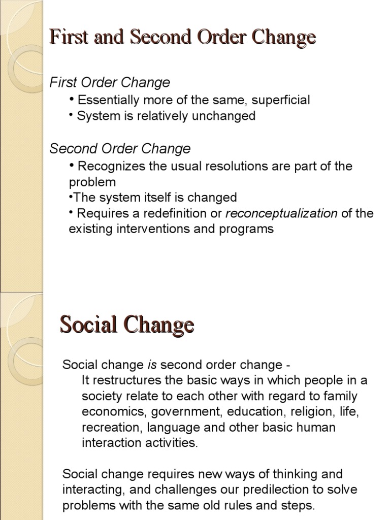 First and Second Order Change | PDF | Community | Cognition