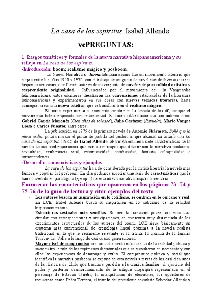 La Casa de Los Espíritus | PDF | Novelas