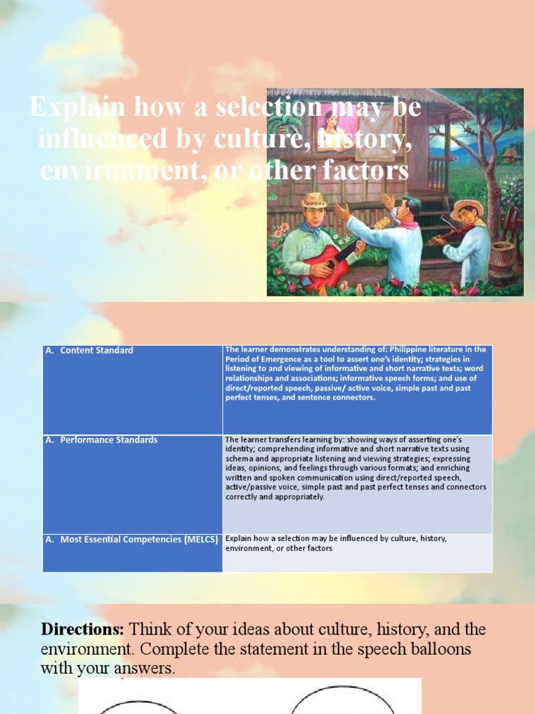 Explain How A Selection May Be Influenced by Culture, History ...