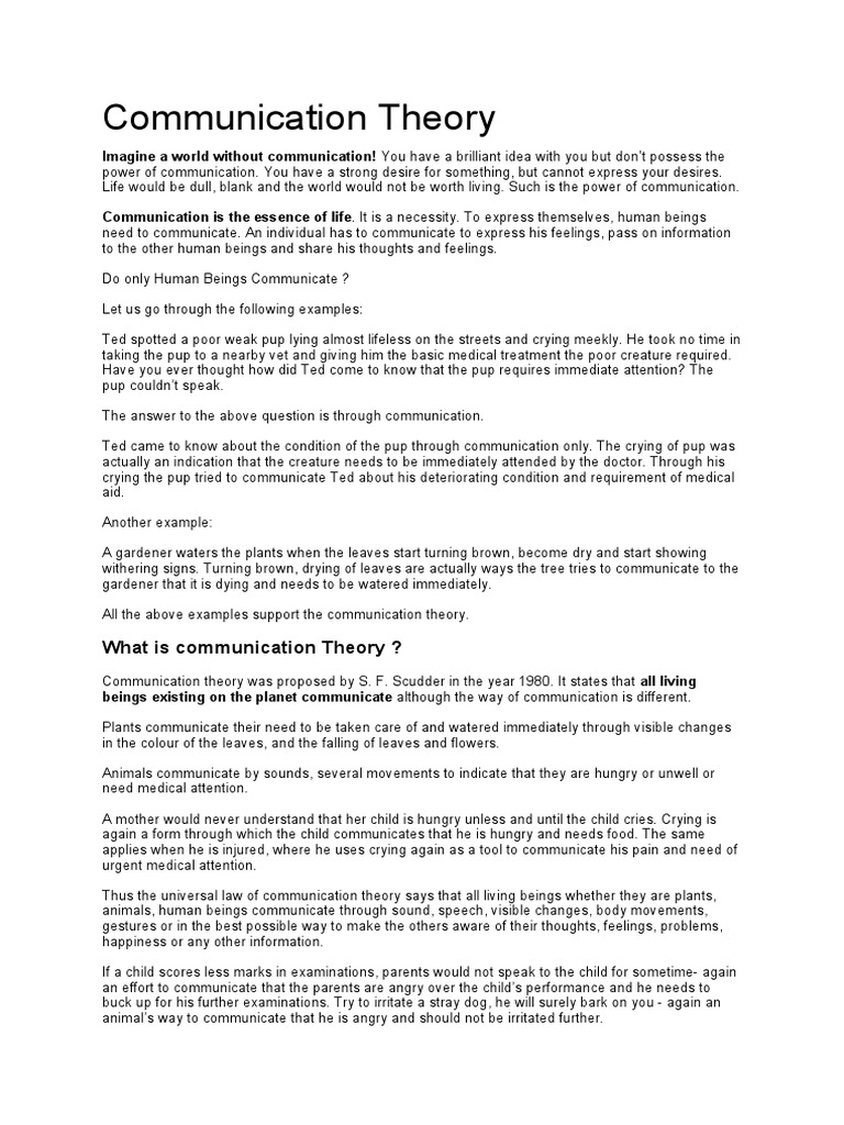 What Is Communication Theory ? | PDF | Communication | Gesture