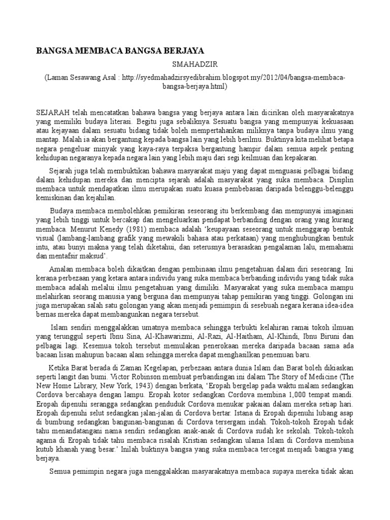 Bangsa Membaca Bangsa Berjaya | PDF