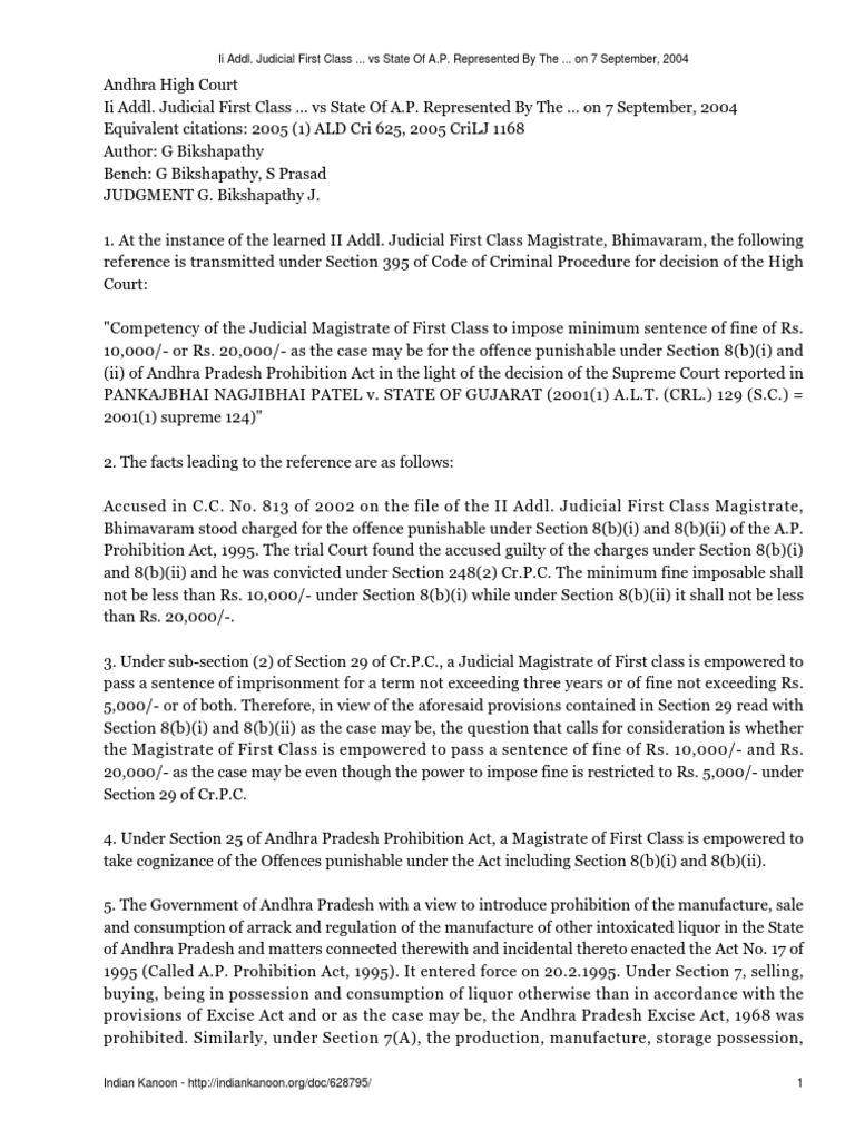 Ii Addl. Judicial First Class ... Vs State of A.P. Represented by The ...