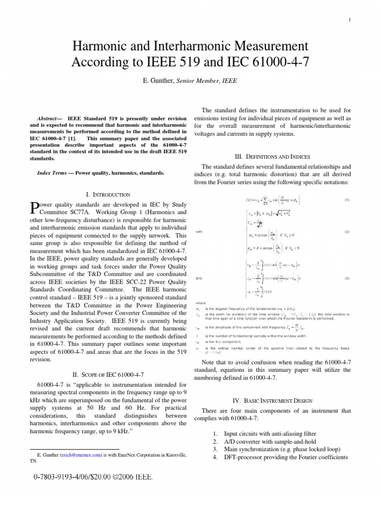 Harmonic and Inter Harmonic Measurement According To Ieee 519 and Iec 61000-4-7 | Download Free ...