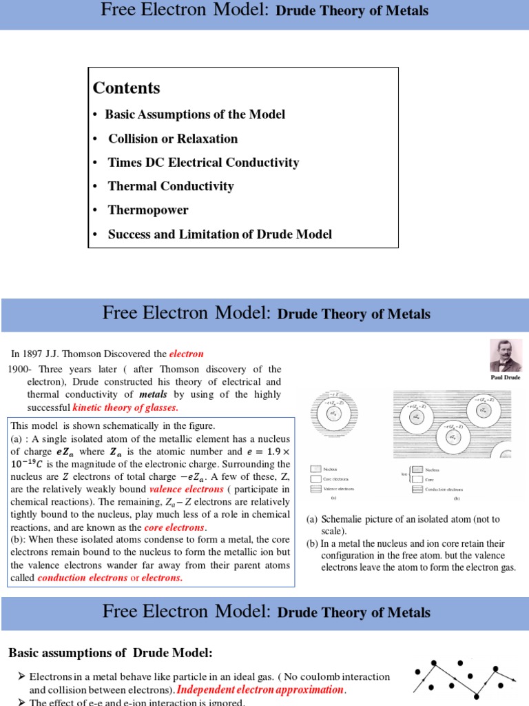 Drude Theory of Metals | PDF | Electron | Atoms