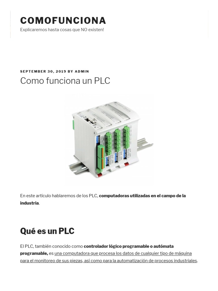 ¿Como Funciona Un PLC? Qué Es, Partes y para Que Sirve | PDF ...