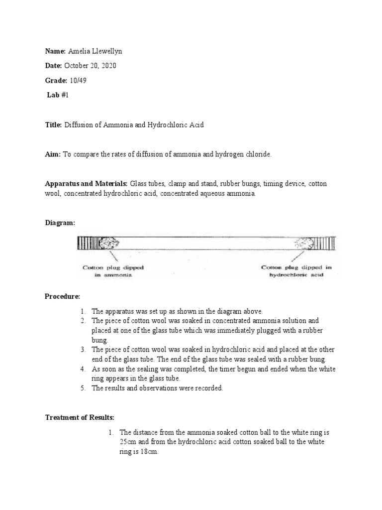 LAB #1 Diffusion | Download Free PDF | Acid | Ammonia
