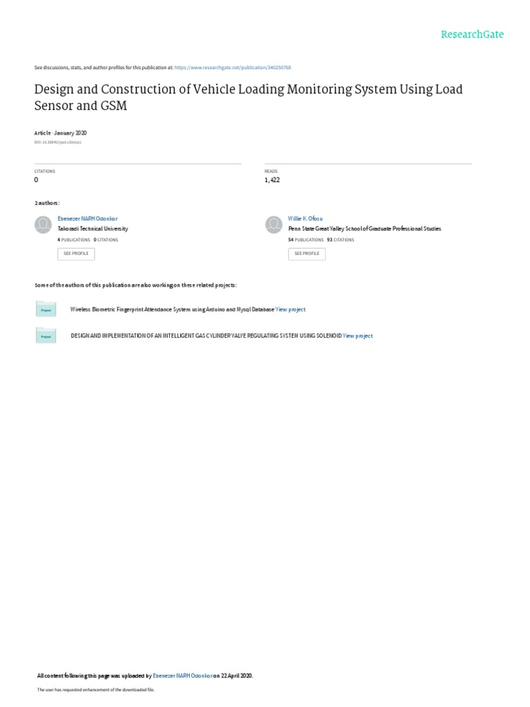 Design and Construction of Vehicle Loading Monitor | PDF | Relay | Switch