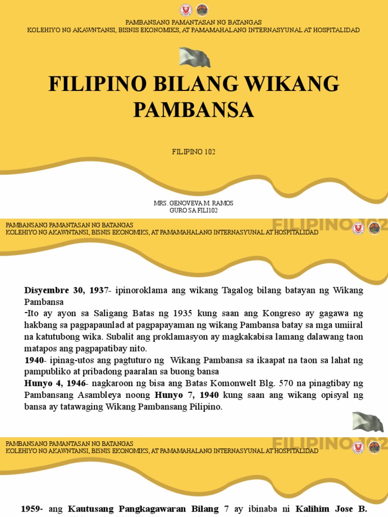 Ppt.1-Filipino Bilang Wikang Pambansa | PDF