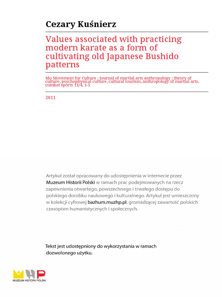 Values Associated With Practicing Modern Karate As A Form of ...