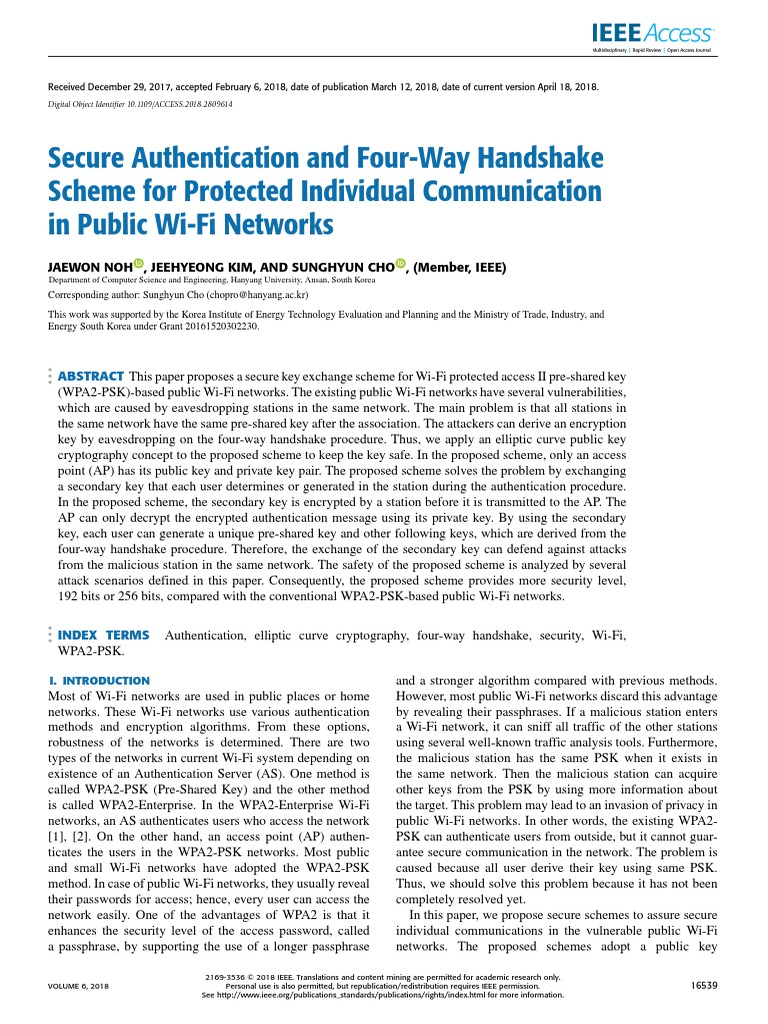 Secure Authentication and Four-Way Handshake | PDF | Public Key ...